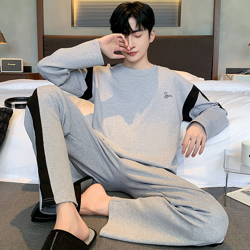加肥特大码纯棉睡衣男款秋冬长袖家居服套装胖子240-250-260斤6XL