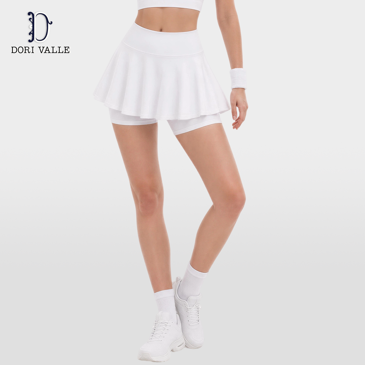 Dori Valle 夏季新款运动风舒适透气百搭纯白色网球裙裤女瑜伽裙
