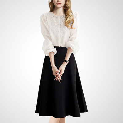 衬衫上衣A字半身裙两件套