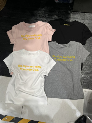 YANYAN SHOP 2026年新款百搭显瘦短袖T恤女字母印花圆领套头打底