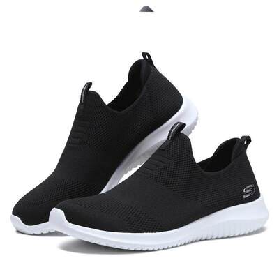 Skechers斯凯奇女鞋新款网布透气运动鞋一脚蹬休闲懒人鞋子12837