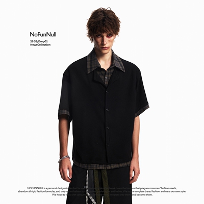 NOFUNNULL假两件老钱风短袖衬衫