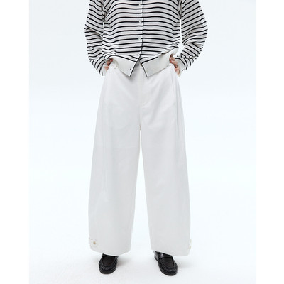 EVERTRUE 2025秋季新款阔腿裤女韩版天丝垂感高腰九分裤子63977