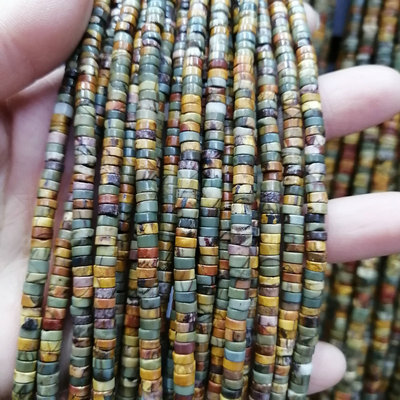 diy天然石圆片项链手作风散珠