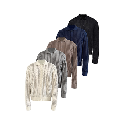 JCAESAR KNITTED CARDIGAN 挑针POLO领针织开衫 32支毛纱 多色