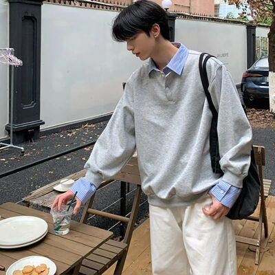 HandSeven假两件长袖卫衣2026新款春秋季宽松上衣休闲衬衫领百搭