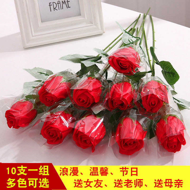 仿真香皂香味玫瑰花套装塑料花假花干花婚庆装饰花家居装饰花艺