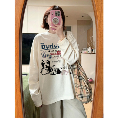 白色长袖宽松T恤女2026新款