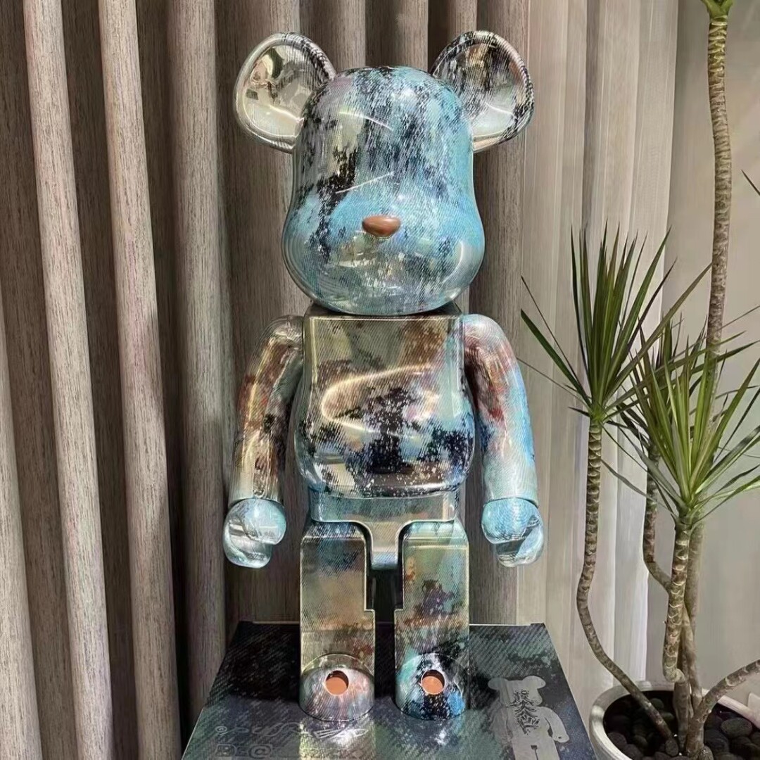 官方正品Bearbrick大理石5代积木熊1000% PU5 PUSHEAD 暴力熊摆件