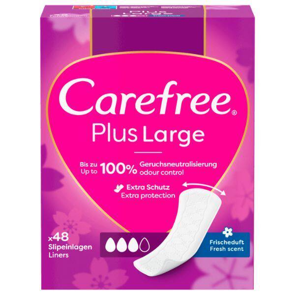 Carefree特长加阔净味护垫48块装棉柔亲肤防侧漏女士卫生垫防漏版