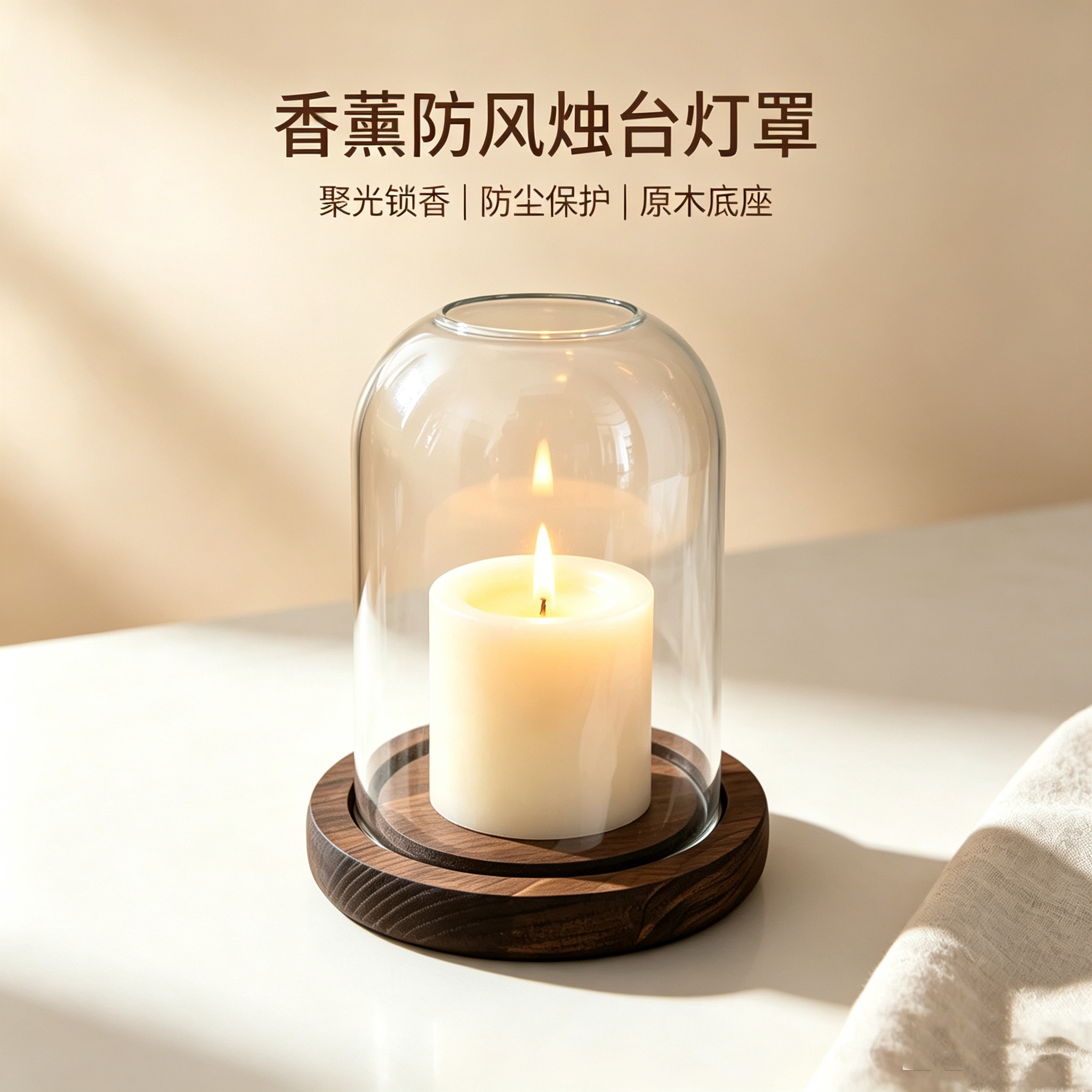 香薰蜡烛防风罩烛台玻璃罩防尘罩家用香薰蜡烛灯罩烛光晚餐