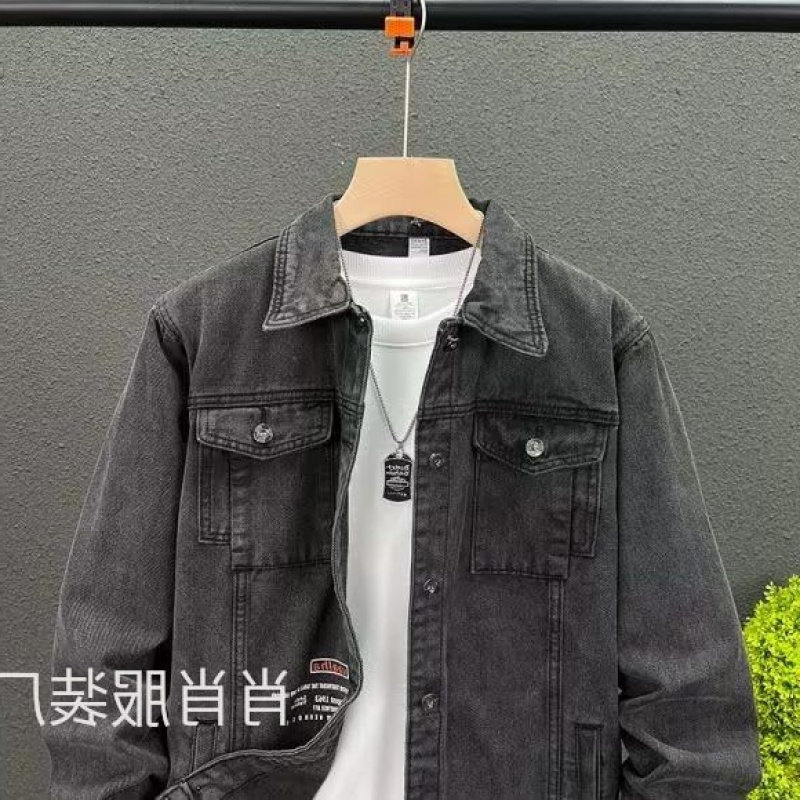 春秋潮牌牛仔外套男潮流日系宽松牛仔衣大码男款时尚夹克上衣