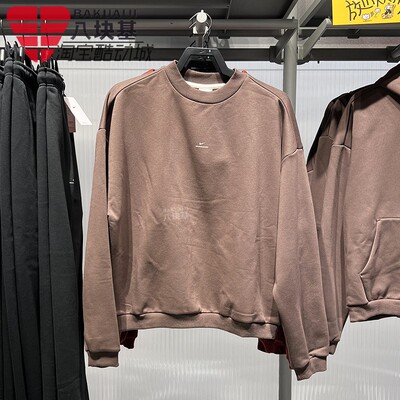 耐克男装复古棕色宽松卫衣套头衫