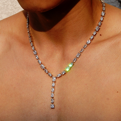 NICEPOWER 宫廷网球链 Rapeter同款简约百搭嘻哈满钻轻奢项链