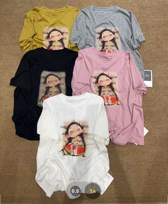 CC+夏季韩系休闲趣味卡通印花宽松大版短袖T恤女上衣潮