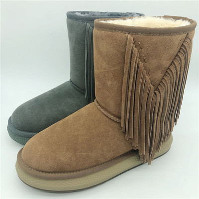 流苏加绒高筒厚底保暖雪地靴