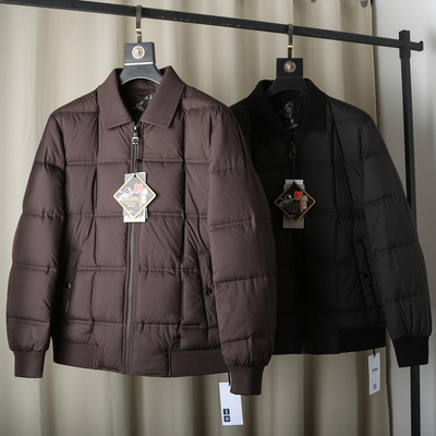 冬季可拆翻领分仓压胶防跑绒男服