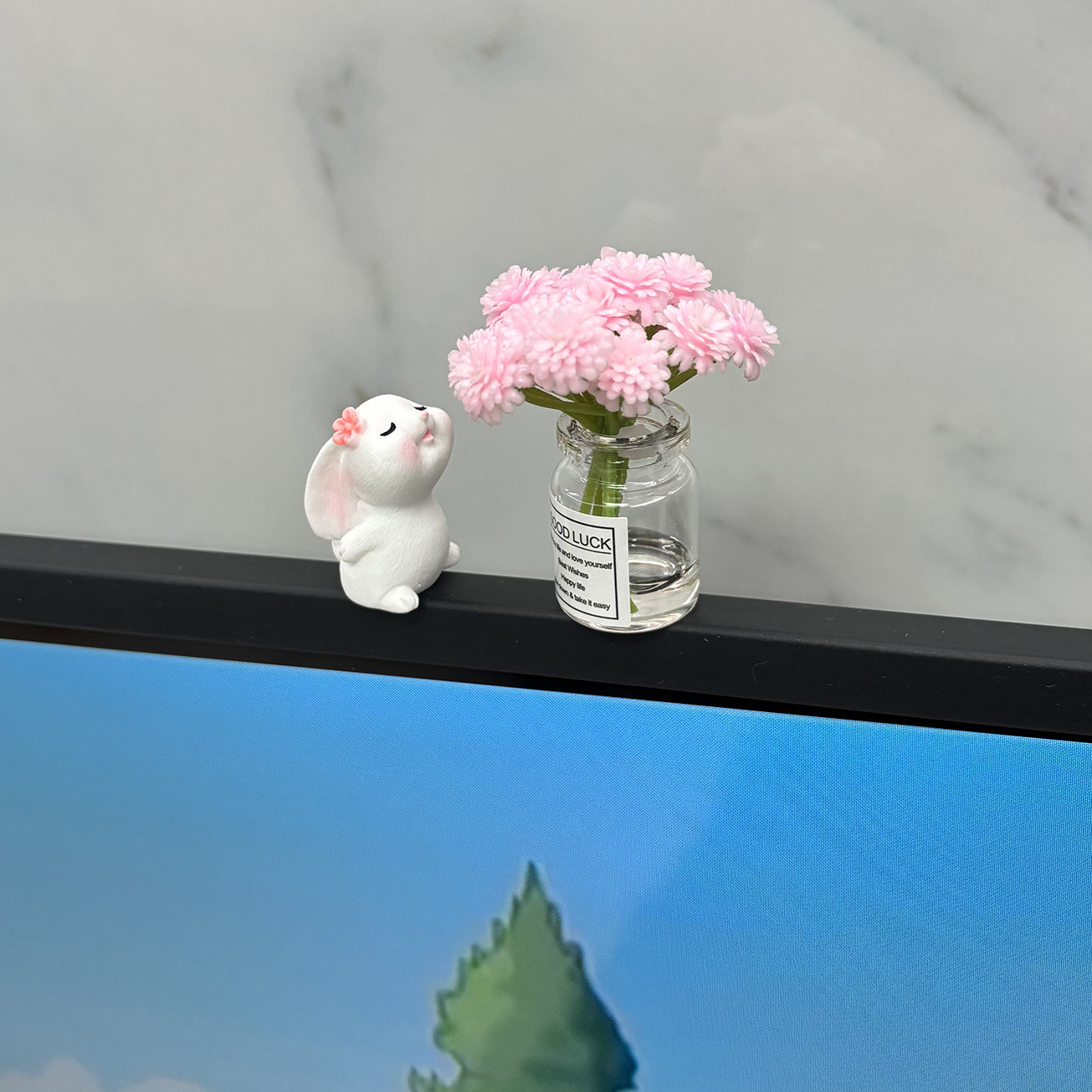 Desk Computer Monitor Decoration Girls cute Workstation Transformation ...