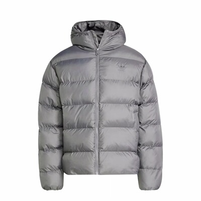 adidas originals 户外休闲运动拉链连帽棉服男款 灰色IY3398BL