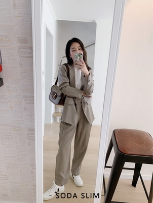 现货everlane8分叠褶梨型西装裤