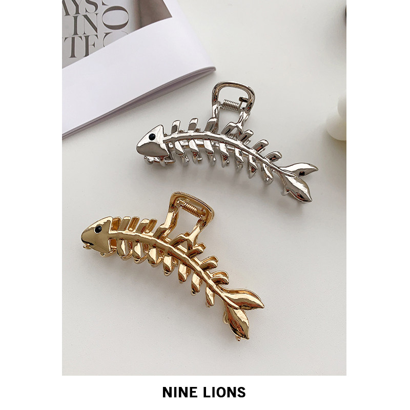 Nine Lions（饰品）鱼骨小众款大号抓夹后脑勺鲨鱼夹盘发夹发饰女_虎窝淘