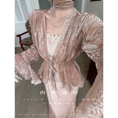 山野逸梦春夏仙气蕾丝长款连衣裙