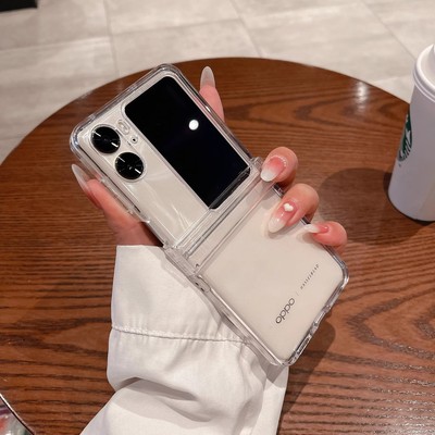 适用oppofindn2flip手机壳超薄透明铰链全包外壳findn3flip简约商务男个性创意女款轻奢防摔高级感小众保护壳