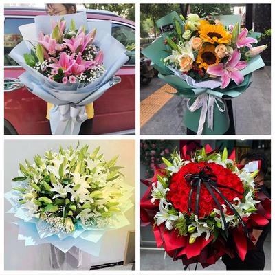 黑龙江七台河市茄子河区勃利县同城鲜花店送老婆玫瑰百合生日花束