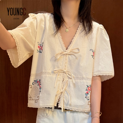 西班牙设计师款自恋女人米色衬衫