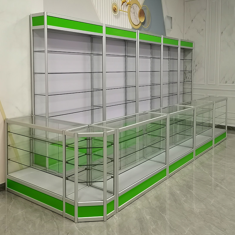 药店货架阴凉柜医院药品陈列柜西药展示架玻璃展示柜药房柜台药柜