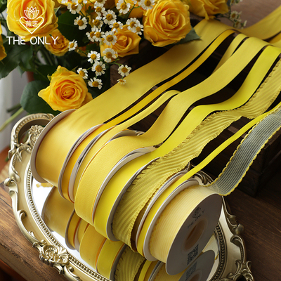 薇艺 玫瑰的故事活力黄色系丝带花艺缎带飘带鲜花手工diy包装材料