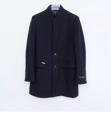 拉夏PT系商场撤柜男装冬高级商务厚柔羊毛呢外套短大衣2A2787藏青