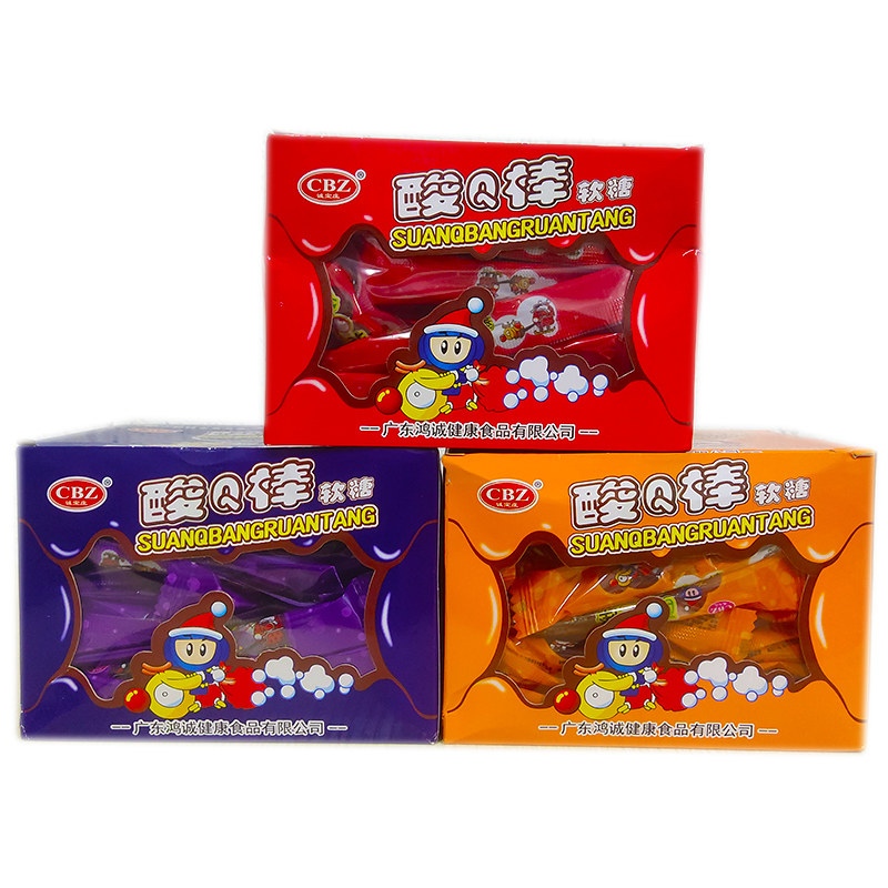 诚宝庄酸Q棒凝胶软糖混合水果味草莓香橙黑加仑味粘牙糖果零食品