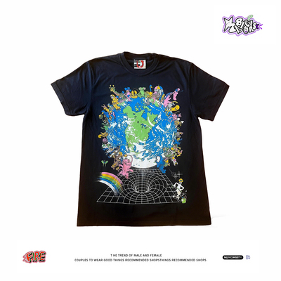 28blocks 260克重磅纯棉! 缤纷地球~美式复古阿美咔叽短袖T恤男女