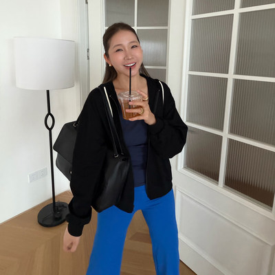 widelia十三行夏季新款连帽拉链长袖卫衣薄款长袖外套上衣7236