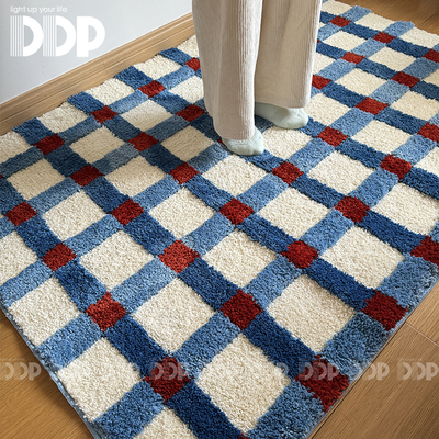 客厅卧室地毯簇绒复古格纹韩式