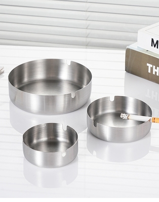 创意不锈钢烟灰缸大中小码 家用商用餐厅KTV礼品广告定制夹烟缸