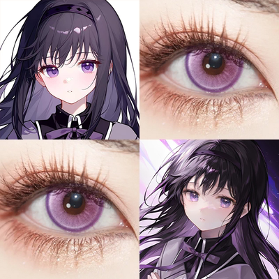 魔圆晓美焰cos美瞳日抛大直径yukicon紫色云朵紫色显色漫展混血gc