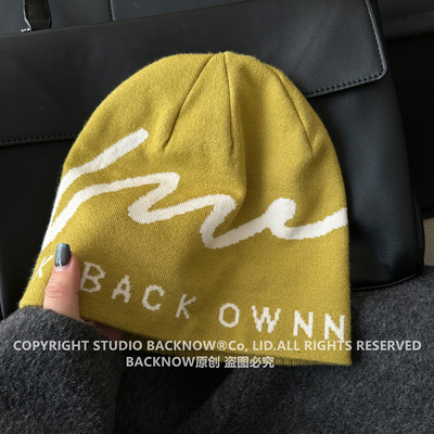 BACKNOW高品质字母针织包头帽