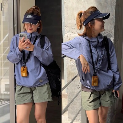 连帽冲锋衣韩系工装休闲短外套