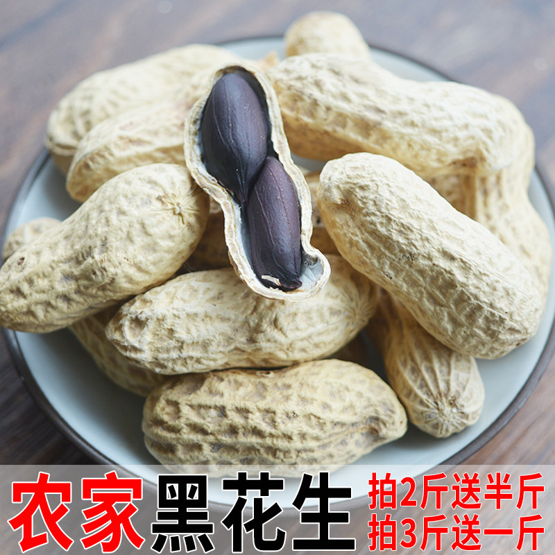 农家自种黑花生高山黑紫皮带壳花生太阳晒干带壳花生1斤包邮