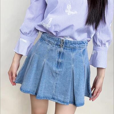 包邮拉系列女装甜美百搭休闲A字牛仔短裙四季半身裙 700B4063