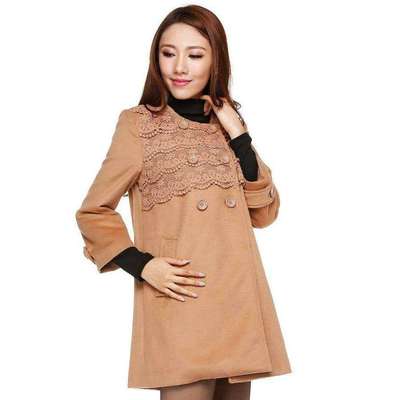 艾格蕾丝边H型大衣毛呢外套女