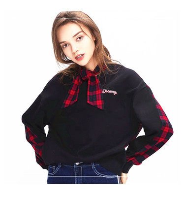 学院风加绒cache卫衣绒衣女