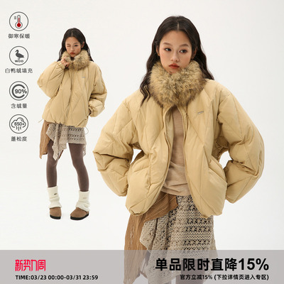 岚室皮草毛领保暖加厚羽绒服男女