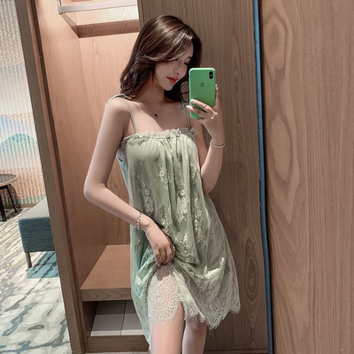 吊带睡裙女短薄款法式蕾丝