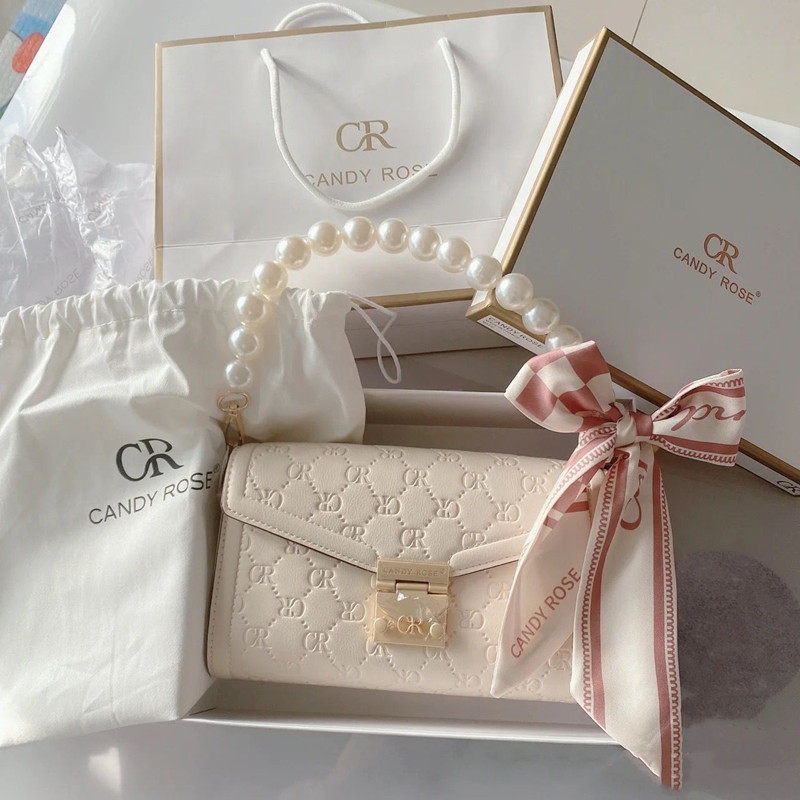 CandyRose正品丝巾CR小包包女百搭仙气压花链条斜挎小方包ins礼盒_虎窝淘
