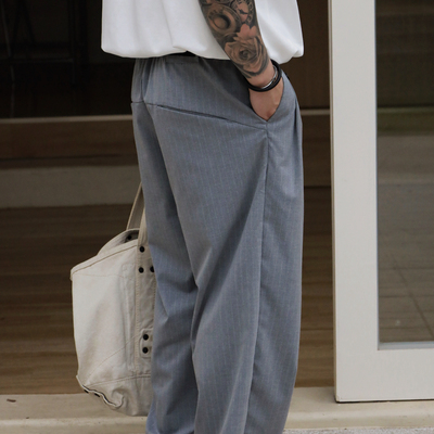 Gnomes lab 25SS 定番结构通勤轻量化TR混纺条纹西裤