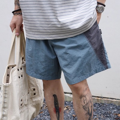 Gnomes lab 25SS 冚线拼接撞色隐形拉链皱感速干尼龙短裤