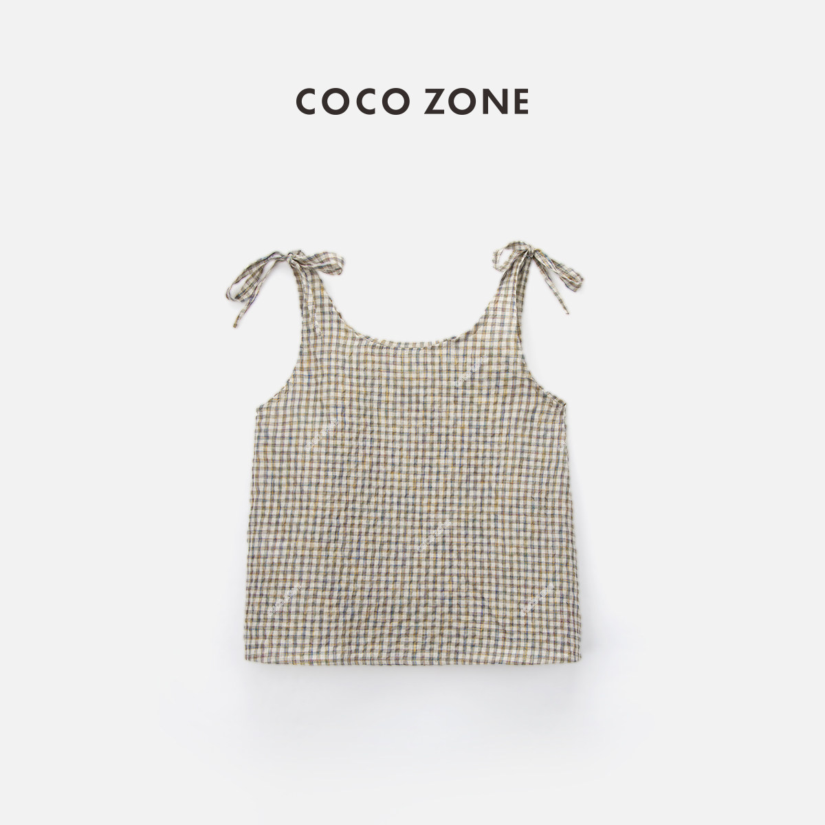 COCO ZONE夏季拼色格子背心吊带设计感外穿显